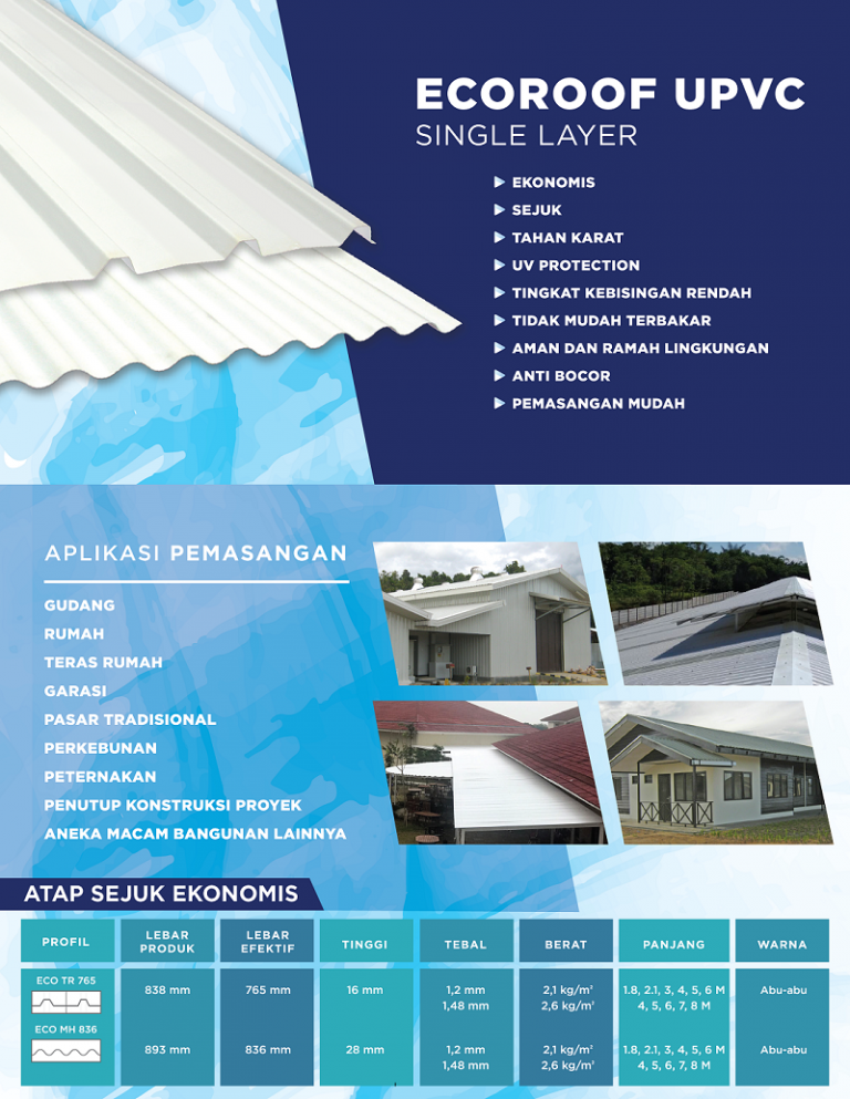 Atap Upvc Ecoroof SL Single Layer – ATAP